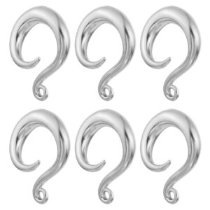 lademayh 3 pairs diy ear taper hooks dangle gauges for women mens, stainless steel ear pierced expander gauge silver 04mm=6g