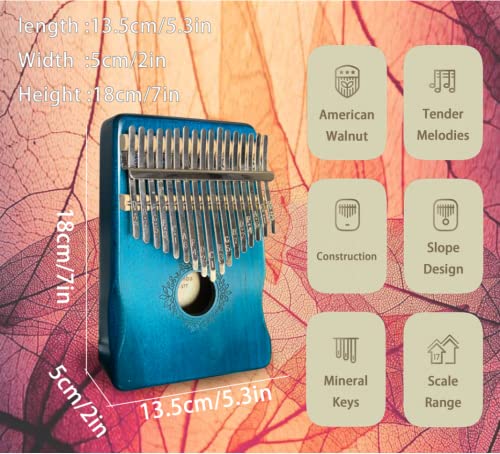 2022 New 17 Keys Kalimba Thumb Piano Mini thumb piano Finger piano，LightSeaGreen，Butterflies love flowers