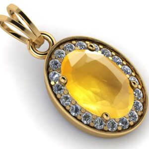 LMDPRAJAPATIS Natural 4.25 Ratti Certified Original Birthstone Yellow Sapphire Pukhraj 22K Gold Plated Beautiful Pendant