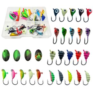 25pcs ice fishing jigs for panfish crappie sunfish walleye ice fishing jig box gear accessories ice fishing tackle box set (style 3)