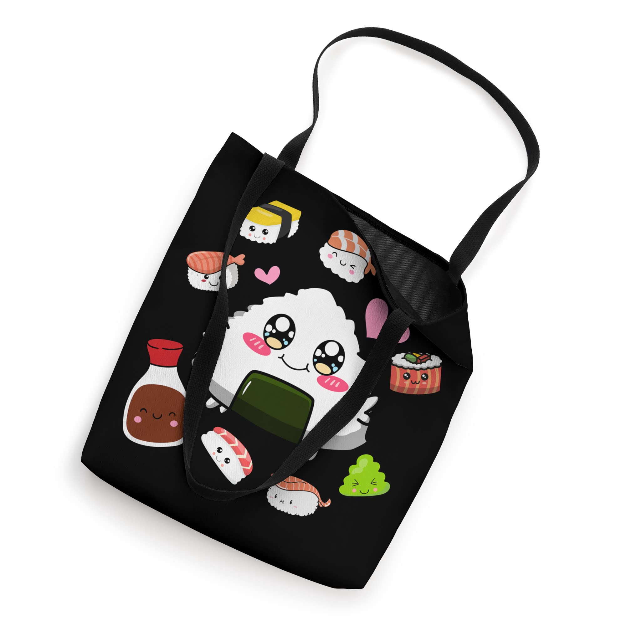 Kawaii Sushi Happy Funny Japanese Anime Cute Onigiri Sushi Tote Bag