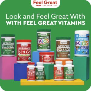 Feel Great Fruit and Vegetable Supplements | 20+ Super Reds & Greens for Natural Energy Support | Vegan Fruit and Veggie Vitamins | 2 Pack of 90 Count Each