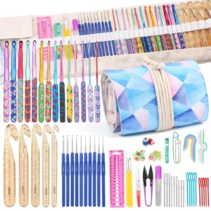 zlulary 116 pcs crochet hooks sets, ergonomic crochet hooks kits with storage bag and crochet needle accessories, diy crochet needles kit for beginners and experienced crochet hook lovers