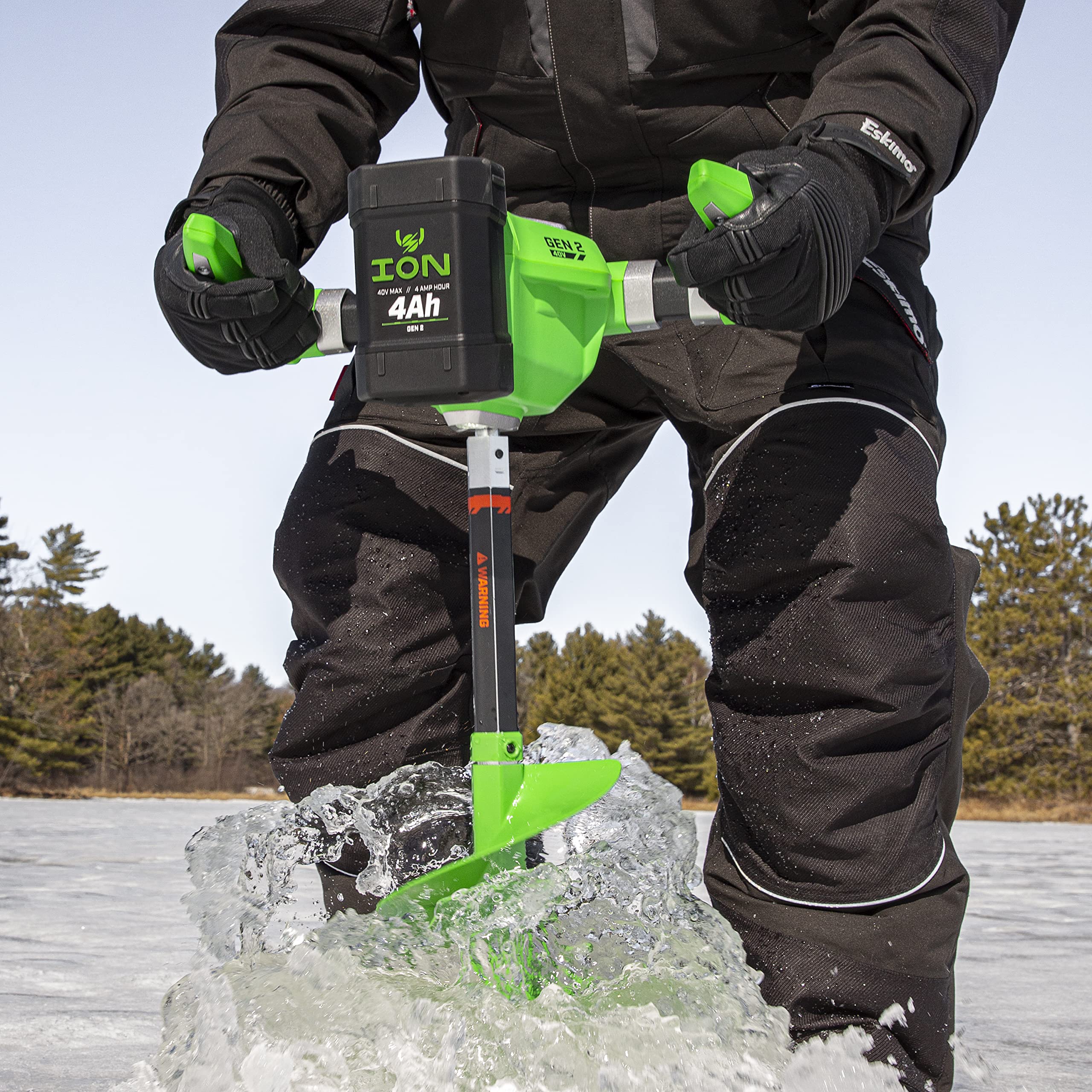 Ion G2 8" Electric Power Ice Fishing Auger with Two High Performance 4Ah 40V MAX Gen 2 Lithium Batteries