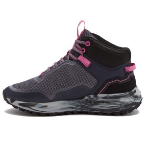 Avia Grit Sport Women’s Hiking Boots, Mid Top Ankle Trail Shoes for All Weather - Dark Grey/Dark Pink/Medium Grey, 7 Medium