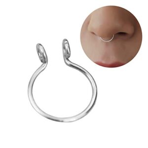 Nose Rings,Fake Nose Ring,Septum Nose Ring,Piercing Jewelry Gift for Men Women,Fashion Thin Brass Non-Piercing Loop Open Nose Ring Women Jewelry Charm Decor - Rose Gold