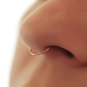 Nose Rings,Fake Nose Ring,Septum Nose Ring,Piercing Jewelry Gift for Men Women,Fashion Thin Brass Non-Piercing Loop Open Nose Ring Women Jewelry Charm Decor - Rose Gold