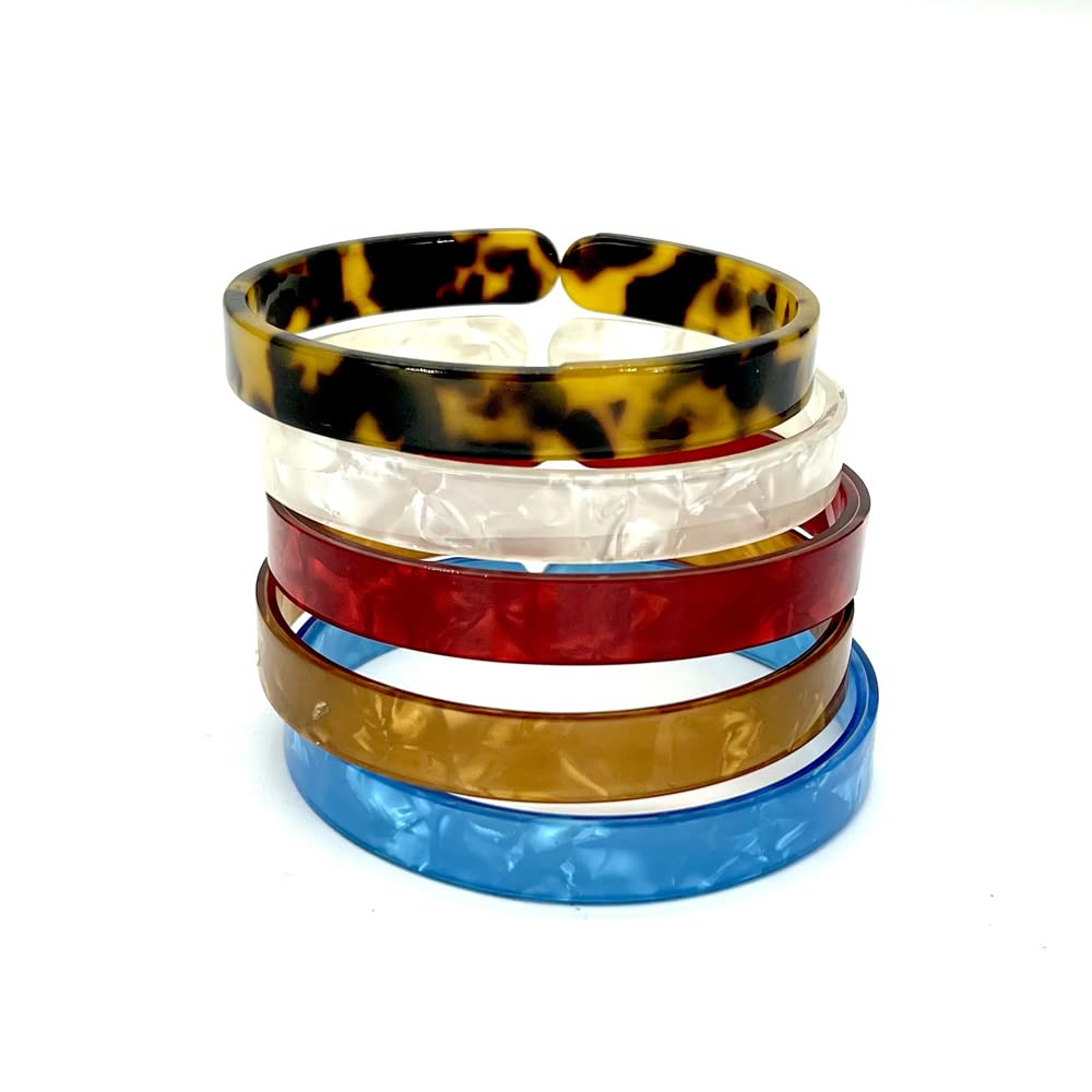 1 cm Polynesian Samoan Hawaiian Tongan Faux Turtle Shell Bracelet Shell Dark Brown, Yellow, White, Red, Blue