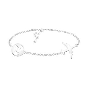 Sofia Milani - Solid 925 Sterling Silver Bracelet for Women - World Map Airplane Pendant - B0291