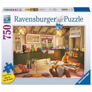 ravensburger cozy kitchen 750 piece puzzle - engaging jigsaw challenge | unique fit with softclick technology | vibrant, glare-free imagery | ideal for adults & kids | fsc certified eco-friendly