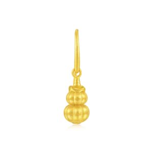 CHOW SANG SANG Cultural Blessings Daily Bliss 999 24K Solid Gold Groud (Wulu) Single Drop, J Hoop Earrings for Women 92742E (Sold Single Not Pair)