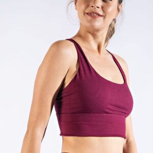 Hype Up Women's Strappy Crisscross Back Medium Support Sports Bra with Removable Cups (S-3X) Burgundy