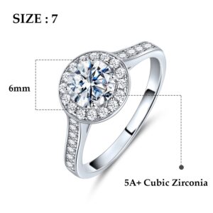 Gemsme Ring for Women 18K White Gold Plated 6MM Round Cut Cubic Zirconia Rings Faux Diamond Band Rings Braided Engagement Promise Ring Jewelry Ring Size 8