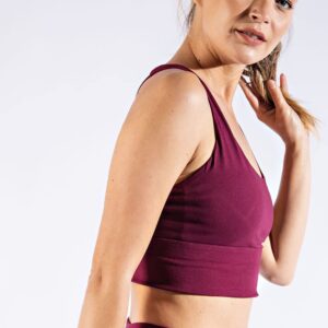 Hype Up Women's Strappy Crisscross Back Medium Support Sports Bra with Removable Cups (S-3X) Burgundy