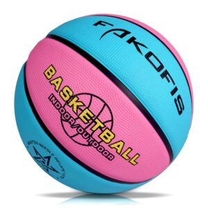 fakofis kids basketball size 5(27.5"),rubber basketballs for youth(boys & girls) play games indoor backyard,outdoor park,beach & pool