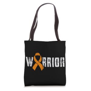 warrior orange ribbon blood cancer leukemia awareness hope tote bag