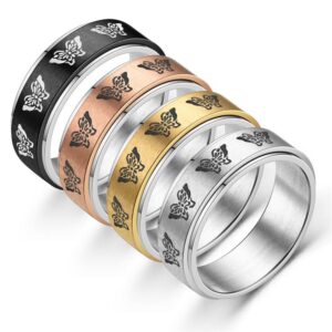 ZKXXJ Personalized Butterfly Spinner Ring for Men Women,Stainless Steel Custom Name Rotatable Fidget Anxiety Ring Engraved Finger Band,Size 6-12