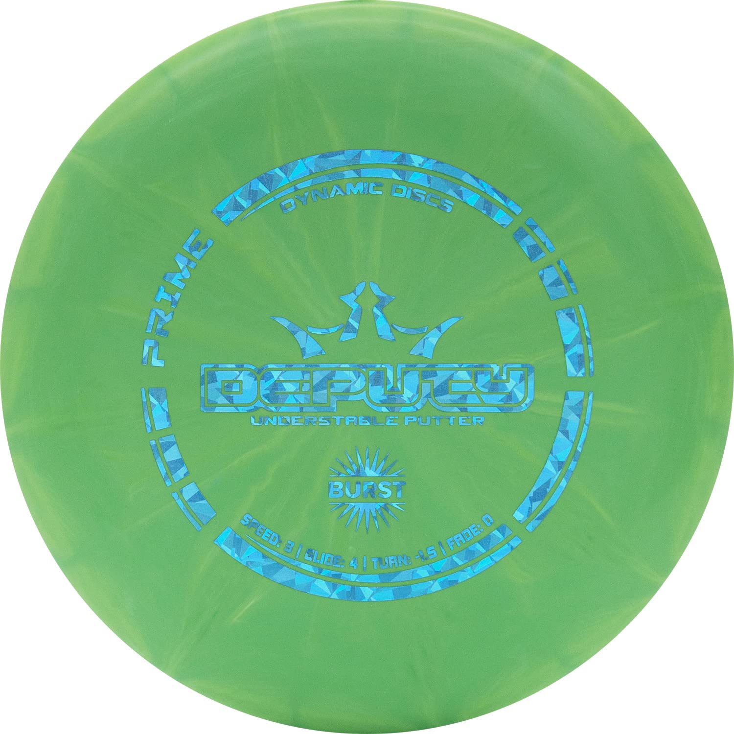 Dynamic Discs Prime Burst Deputy Disc Golf Putter, PDGA Approved, Men and Women Frisbee Golf Putter, 170g Plus Understable Putt, Easy to Throw, Stamp Color & Burst Pattern Will Vary, Green