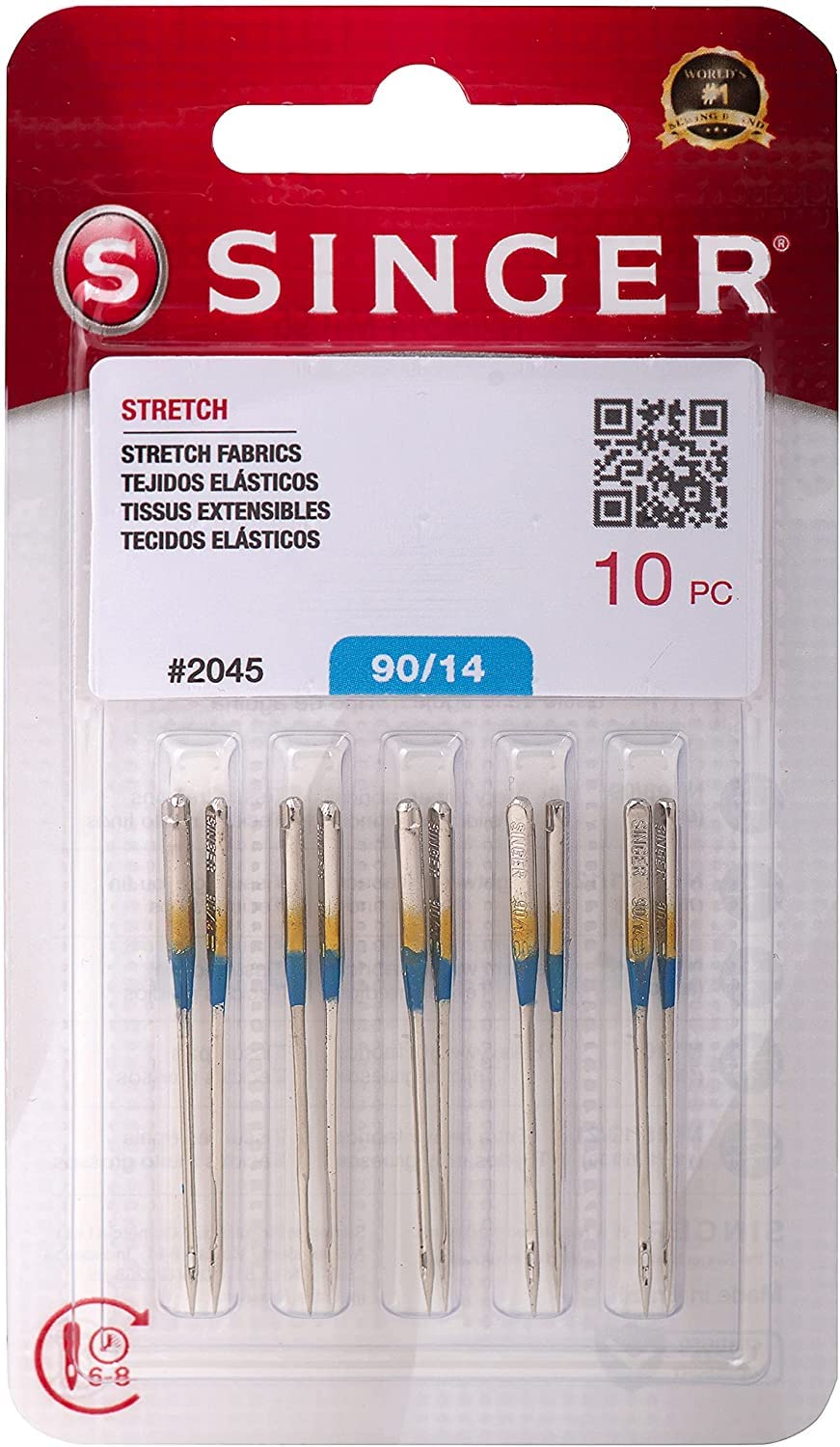 Singer 20 Counts :10-Pack Universal 2020 Sewing Machine Needles, Size 90/14 and Singer 10-Pack Stretch 2045 Sewing Machine Needles, Size 90/14 Bundle with Inceler Brand Plastic Bobbin