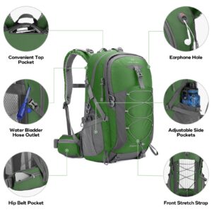 Maelstrom Hiking Backpack,Camping Backpack,40L Waterproof Hiking Daypack with Rain Cover,Lightweight Travel Backpack,Green