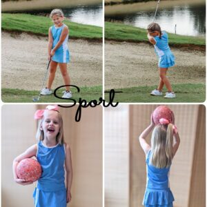 Zaclotre Girls Tennis Golf Dress Outfit Sleeveless Tank Top and Skorts Sets Sport Skirt with Shorts Light Blue