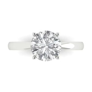 clara pucci 2 ct round cut genuine lab grown diamond vs1-vs2 14k white gold solitaire bridal wedding engagement designer ring size 7.5