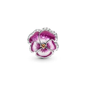 pandora pink pansy flower charm bracelet charm moments bracelets - stunning women's jewelry - gift for women in your life - made with sterling silver, cubic zirconia & enamel