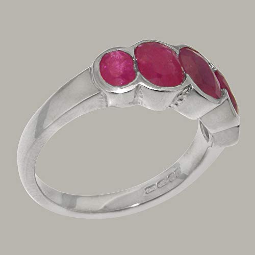 LetsBuySilver Sterling Solid Silver ring with Natural Ruby Womens Band Ring - Size 11