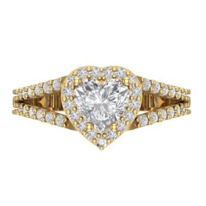 clara pucci 1.49 ct heart cut genuine lab grown diamond si1-si2 j-k 14k yellow gold halo bridal wedding engagement designer ring size 10