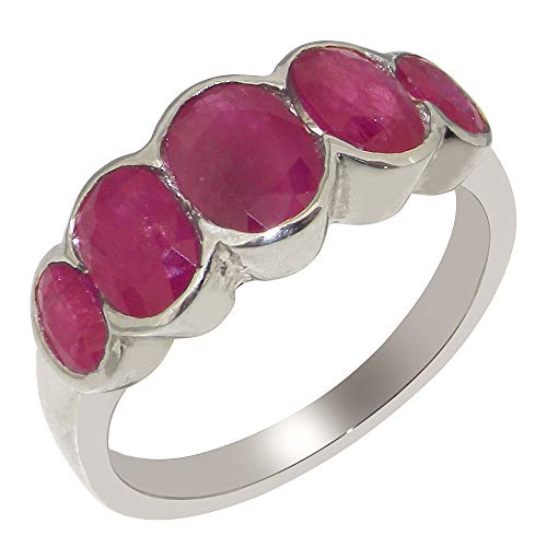 LetsBuySilver Sterling Solid Silver ring with Natural Ruby Womens Band Ring - Size 11