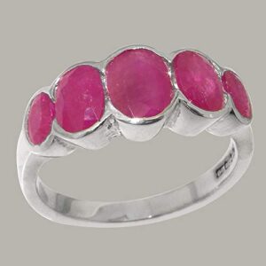 LetsBuySilver Sterling Solid Silver ring with Natural Ruby Womens Band Ring - Size 11