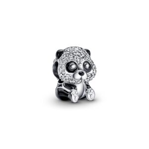 pandora sparkling cute panda charm bracelet charm moments bracelets - stunning women's jewelry - gift for women - made with sterling silver, cubic zirconia & enamel