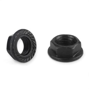 aleoed 2 pieces m8 flange crank arms nuts for bike bottom standard threaded type black bicycle crank nuts