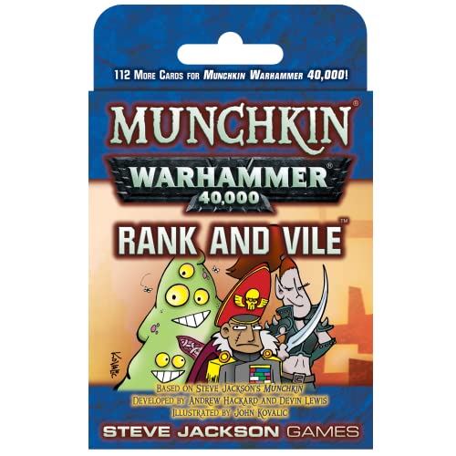 Munchkin Warhammer 40,000: Rank and Vile Card Game (Expansion) | 112 Cards | Adult, Kids, & Family Game | Fantasy Adventure RPG | Ages 10+ | 3-6 Players | Avg Play Time 120 Min | Steve Jackson Games