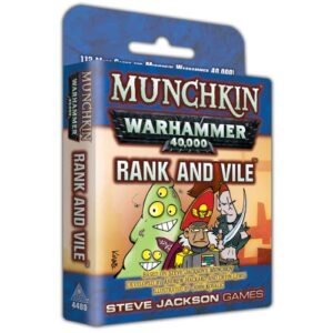 munchkin warhammer 40,000: rank and vile card game (expansion) | 112 cards | adult, kids, & family game | fantasy adventure rpg | ages 10+ | 3-6 players | avg play time 120 min | steve jackson games