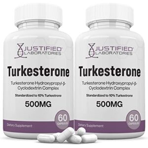 justified laboratories (2 pack turkesterone 500mg 10% standardized naturally increase stamina endurance strength 120 capsules