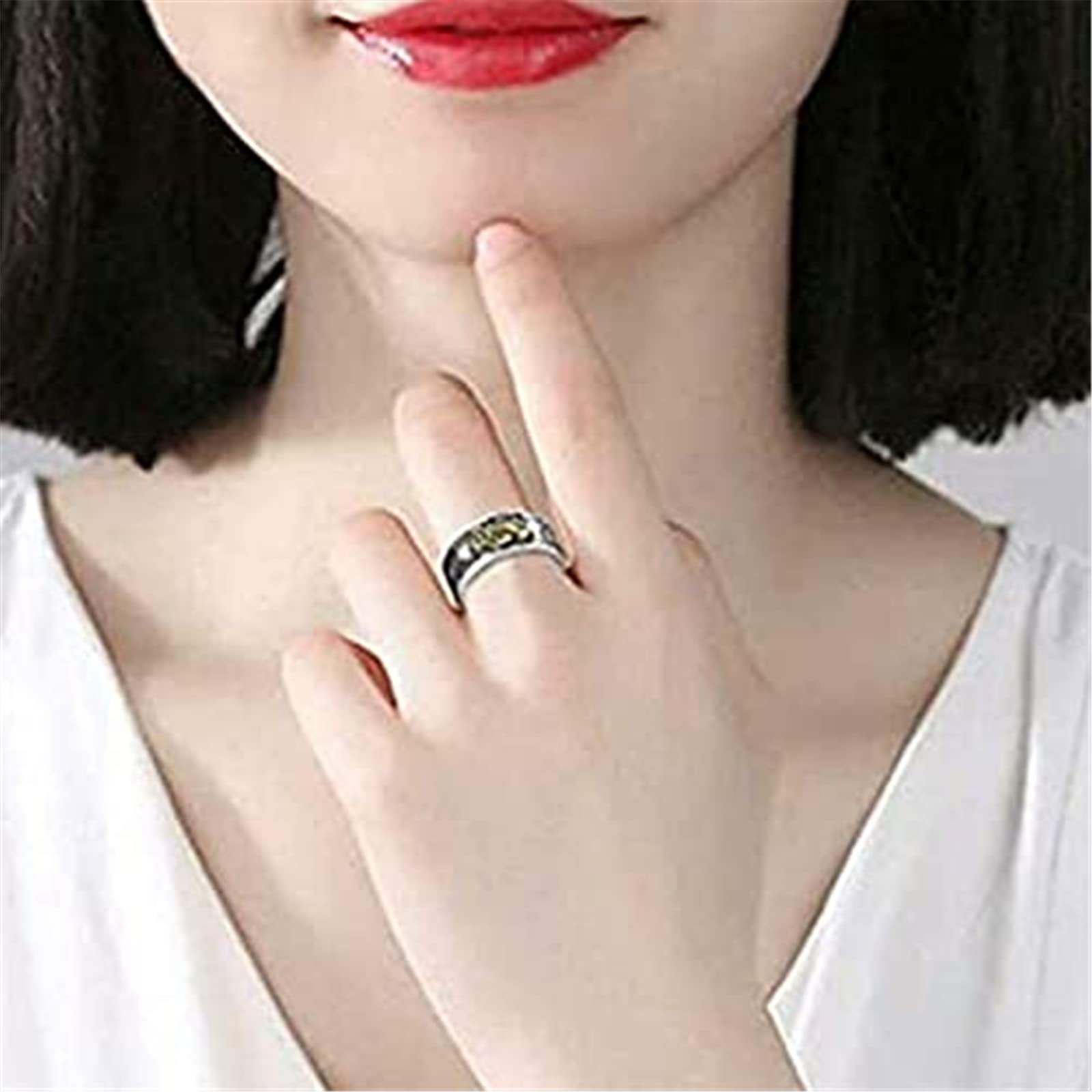 Hehimin FENG-Shui PI-Xiu Protection Wealth Ring,Amulet Wealth Lucky Open Adjustable Ring Buddhist Jewelry Ring (Gold+Silver)