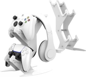 controller holder stand, universal metal material game controller headset stand controller accessories for gamepad of ps5 / xbox / ps4 / switch （white