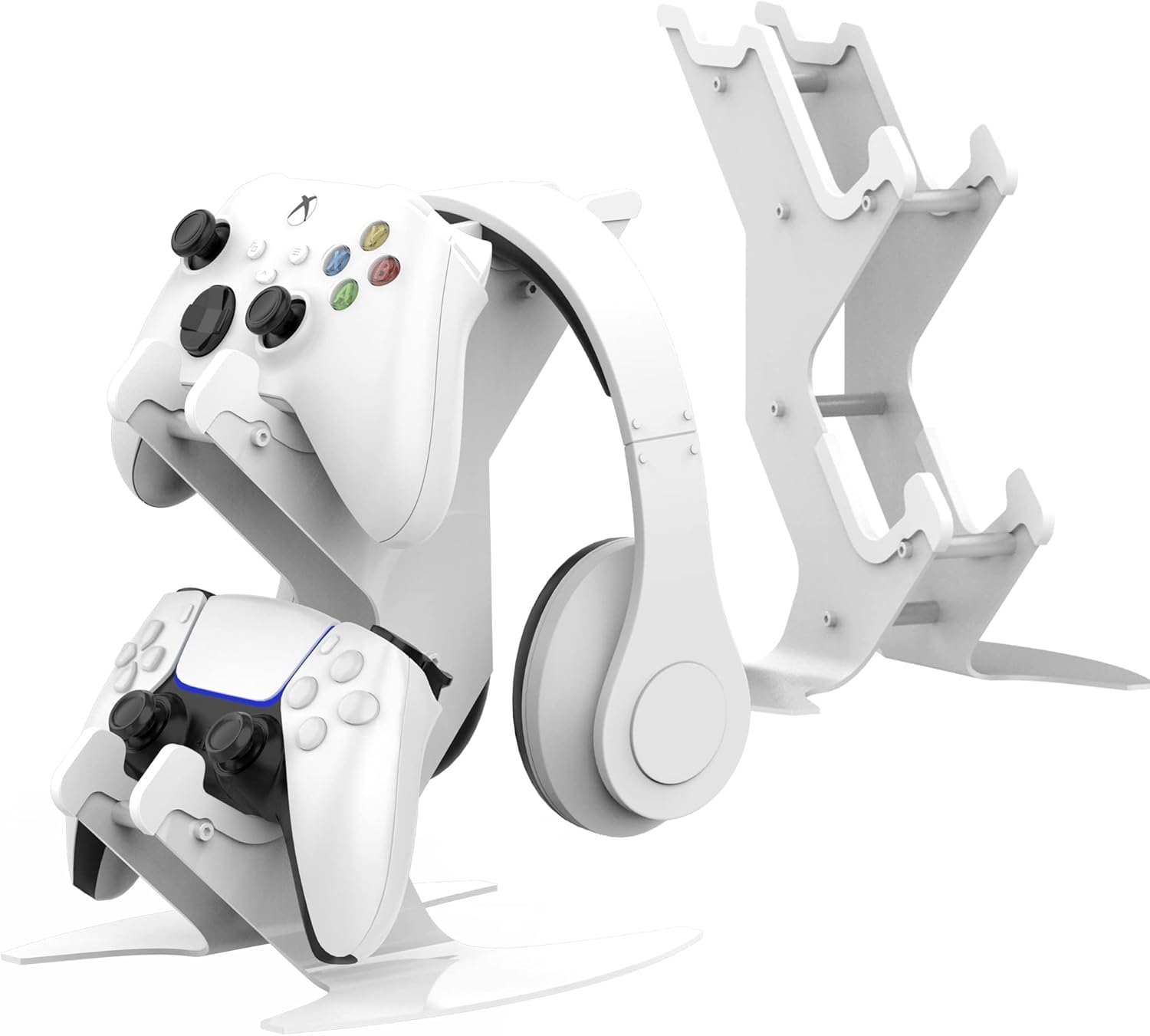 Controller Holder Stand, Universal Metal Material Game Controller Headset Stand Controller Accessories for Gamepad of PS5 / Xbox / PS4 / Switch （White