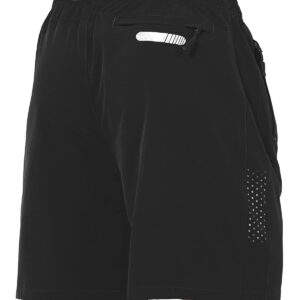 NORTHYARD Men's Athletic Running Shorts Quick Dry Workout Shorts 7"/ 5"/ 9" Lightweight Sports Gym Basketball Shorts Hiking Exercise Black L