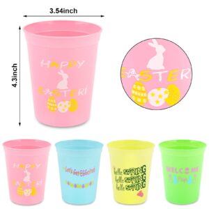 Ainibar Easter Disposable Plastic Party Cups - 20 Pack Reusable Tumblers, 16oz Plastic Stadium Cups, 4 Festive Drinking Pun Designs, Perfect for Easter Day Party Supplies