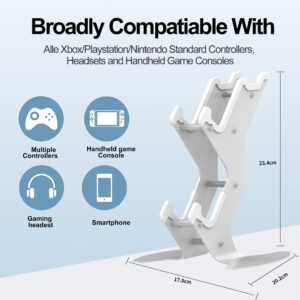 Controller Holder Stand, Universal Metal Material Game Controller Headset Stand Controller Accessories for Gamepad of PS5 / Xbox / PS4 / Switch （White