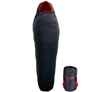 campx maximus scout xl mummy sleeping bag for family camping free compression sack; anti-snag zippers; great for cold weather; backpacking; car camping (30 degree) (30 degree)