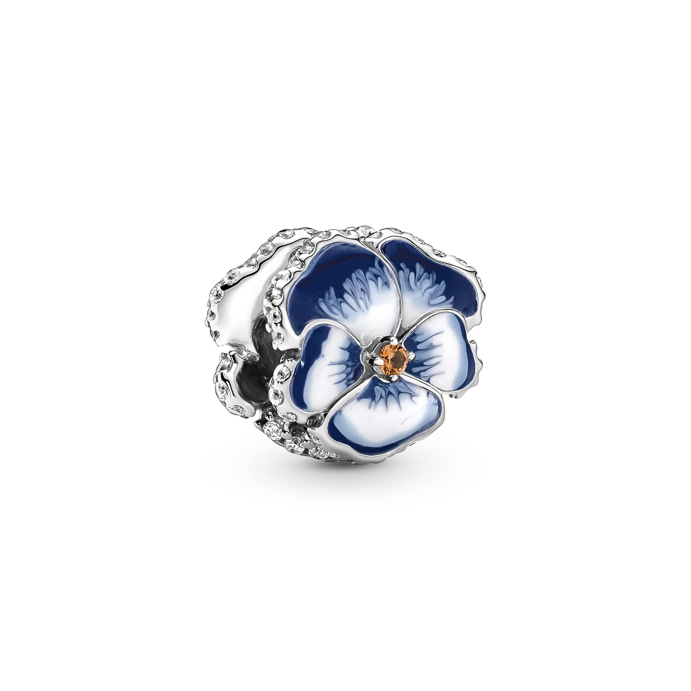 Pandora Blue Pansy Flower Charm Bracelet Charm Moments Bracelets - Stunning Women's Jewelry - Gift for Women in Your Life - Made with Sterling Silver, Cubic Zirconia & Enamel