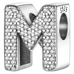 mula 925 sterling silver charms for bracelets and necklaces a-z alphabet beads dangle pendants with 5a cubic zirconia jewelry for women