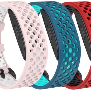 TenCloud 3-Pack Straps Compatible with Amazon Halo Band Replacement Adjustable Wristbands Breathable Waterproof Soft Sport Band for Halo Band (Pink+Teal+Red)