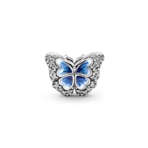 pandora blue butterfly sparkling charm bracelet charm moments bracelets - stunning women's jewelry - gift for women - made with sterling silver, cubic zirconia & enamel