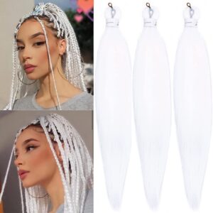 leticia white braiding hair pre stretched kanekalon prestretched braiding hair ez braid hypoallergenic synthetic box braiding hair extensions 26 inch