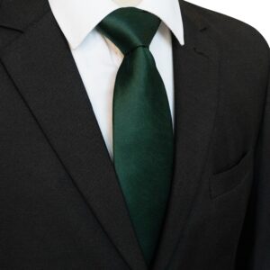 JEMYGINS Dark Green Tie Silk Necktie for Men Business and Wedding