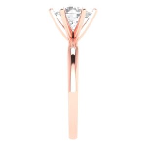 Clara Pucci 2 ct Round Cut Genuine Lab Grown Diamond VS1-VS2 G-H 14K Rose Gold Solitaire Bridal Wedding Engagement Designer Ring size 6.5